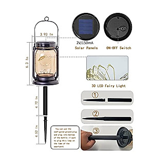 Hanging Solar Lights Outdoor - 2 Pack Solar Powered Waterproof Landscape Christmas Lanterns with Retro Design for Patio, Yard, Garden and Pathway Decoration (Warm Light)