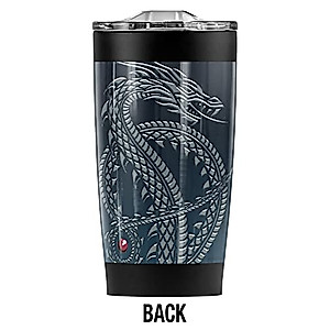 Logovision House of The Dragon OFFICIAL Silver Dragon Stainless Steel 20 oz Travel Tumbler, Vacuum Insulated & Double Wall with Leakproof Sliding Lid
