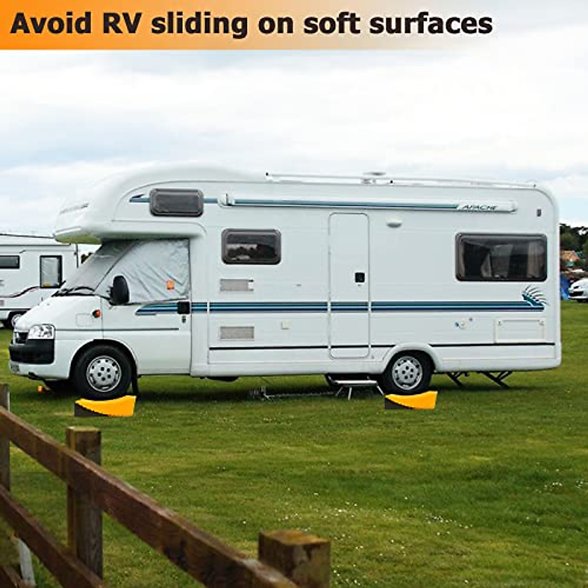 SAHARIE RV Leveling Blocks,Camper Leveler System,2 Pack Curved RV Levelers with Camper Wheel Chocks for Travel Trailer, RV, Camper, Tandem Wheel