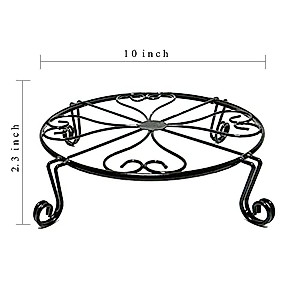 NSYOOMH 2 pack 10"-12" Rustproof Black Metal Plant Stands Heavy Duty Plants Holder Outdoor Indoor, Round Wrought Iron Flower Planter Pot Stand, Corner Gardening Pumpkin Stand
