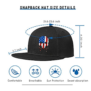 USA America Flag Horror Skull Hat Fashion Reaper Grim Snapback Hats for Men Flat Bill Brim Snap Backpack Trucker Hats Adjustable Men's Horror Baseball Caps