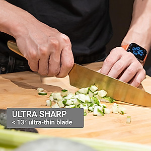 HAST Edition 8-Inch Chef Knife, Ultra-Sharp Professional Kitchen Knife, Advanced Powder Steel, Lightweight, Comfortable Ergonomic & Award-Winning Design, Premium Steel Knife(Titanium Gold)