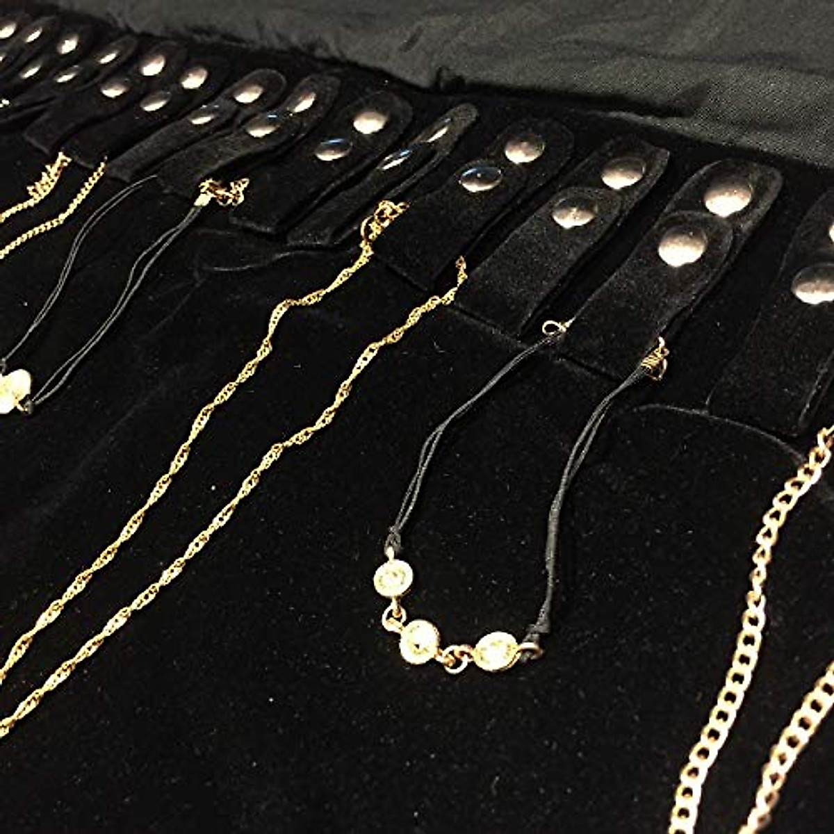 Vinerstar Jewelry Roll Bag for Holding Necklace Bracelet Ring,Jewelry Organizer 16 Hook Velvet Black