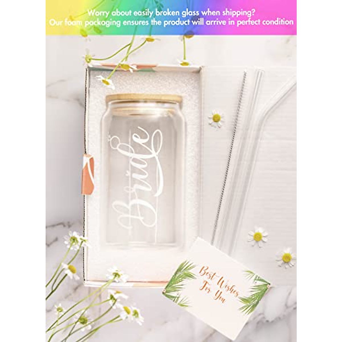 NewEleven Bridal Shower Gifts - Wedding Gifts For Bride - Bride To Be, Bachelorette Gifts, Engagement Gifts For Women - Bride Gifts For Bride To Be, Fiancee, Wifey, Her - 16 Oz Coffee Glass