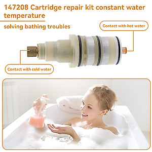 Thermostatic Valve Cartridge Fits Moen 147208 Repair Kit, Faucet Cartridge Replacement Parts, for Danzig Da507874 and Kohler Thermostatic Valve Replacement Parts, Brass Adapter