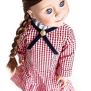 The Queen's Treasures 18 Inch Doll Clothes, Little House on The Prairie Authentic Laura Ingalls Red Check Dress Outfit, Compatible for Use with American Girl Dolls