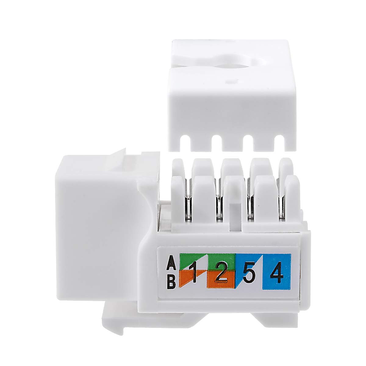 TENINYU 10-Pack RJ45 Keystone Jack Module Connector 568A/568B, Keystone Adapter Compatible Cat 6/5e/5 Connector,Cat6 Keystone Jack,RJ45 Female Connector,White