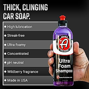 Adam's Polishes Ultra Foam Shampoo Gallon - Our Most Sudsy Car Shampoo Formula Ever - pH Neutral Formula For Safe, Spot Free Cleaning - Ultra Slick Formula That Wont Scratch or Leave Water Spots