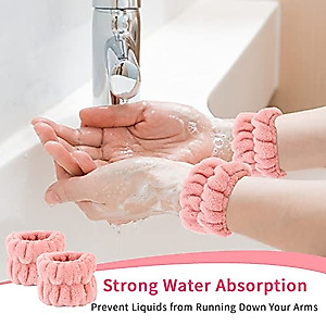 AMCAMI 6 Pcs Spa Headband Face Wash Headband and Wristband Set, Girls' Cute Bear Ears Headband Plush Animal Makeup Skincare Headbands with Face Washing Wristband for Women