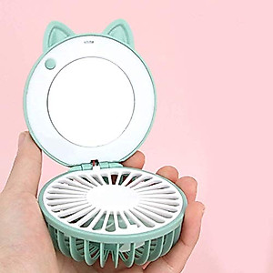 HOUKAI USB Charging Fan Electric silent Makeup Mirror USB Charging Fan Mini Fan Folding Fan for Home (Color : D)