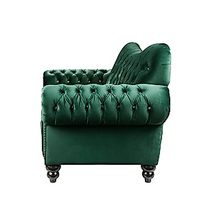 ICE ARMOR 2Pc Living Room Set Loveseat in Green Velvet Sofas