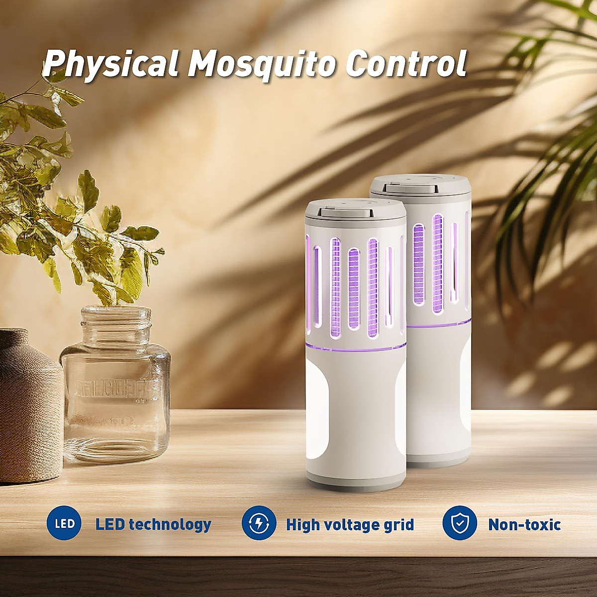 vertmuro Bug Zapper, Electric Bug Zapper Powered Rechargeable, Mosquito Zapper Led Light 2 in 1 for Outdoor and Indoor, Insect Fly Traps Fly Zapper for Home Backyard, 2 Pack