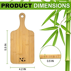 Mini Bamboo Cutting Board with Juice Groove and Handle (8.75inch x 4.25inch); Rounded Bamboo Cutting Board Vegetable Chopping Board Great for Cutting Fruits, Cheese Vegetables Brown