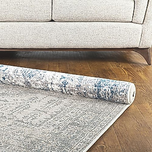 Livabliss Desta Vintage Oriental Area Rug,7'10" x 10'2",Blue/White