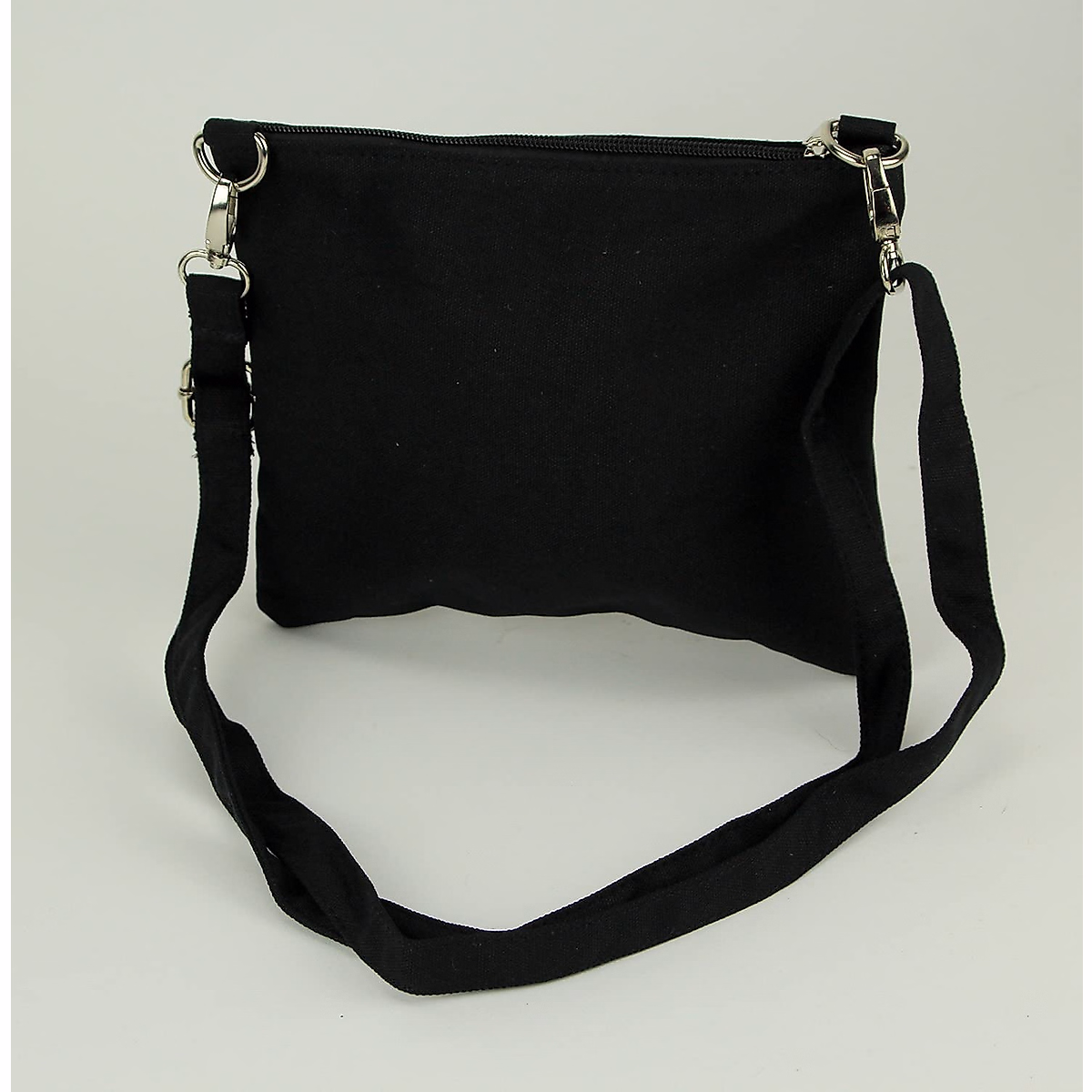 Black Canvas Sacred Geometry Cube for Wealth Gemstone Crystal Grid Crossbody Bag