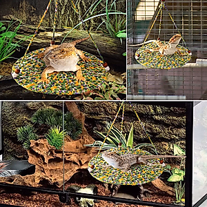 Reptile Hammock Swing Hanging Bed, Cute Lizard Swing Toy, Cotton Lizard Bed, Reptile Summer Bed for Bearded Dragon Leopard Gecko Lizard Birds Parrots Rats (D)
