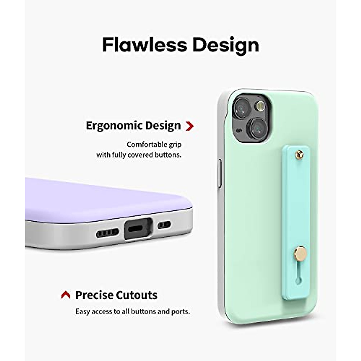 GOOSPERY SlideTok Case Compatible with iPhone 13, Card Holder Phone Finger Grip Band Loop Stretch Holder Kickstand 2 Card Storage Dual Layer Protective Bumper Wallet Cover (Mint)