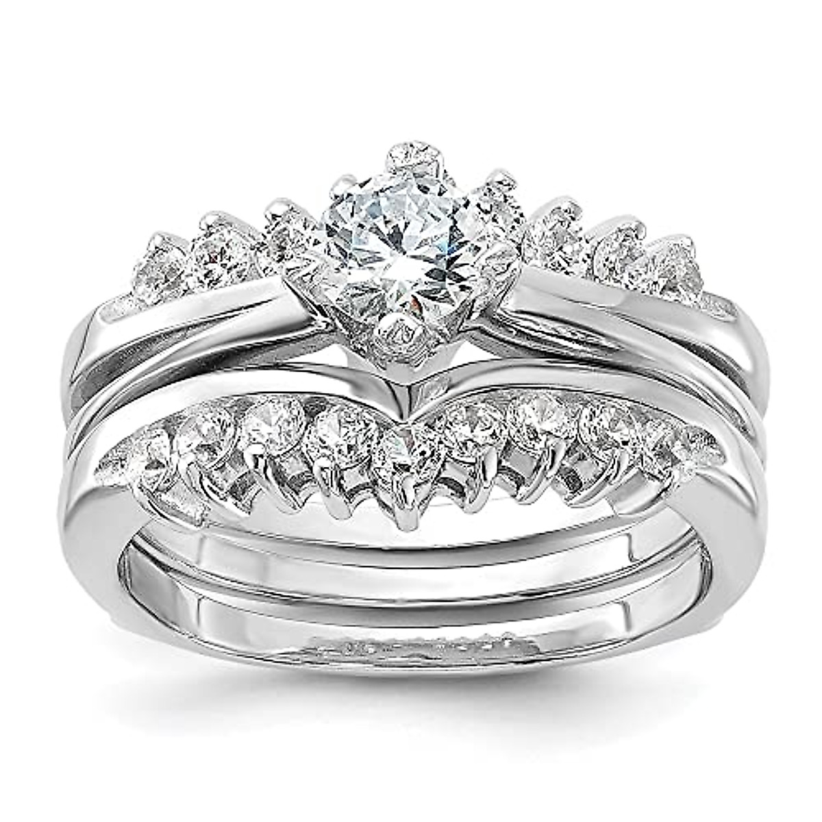 IceCarats 925 Sterling Silver Cubic Zirconia CZ Wedding Band Engagement Ring Bridal Jewelry Set