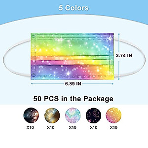 Disposable Face Masks With Designs, Individually Wrapped Masks, Breathable Face Masks (Sky)