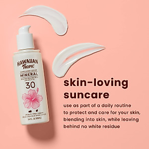 Hawaiian Tropic Mineral Skin Nourishing Milk Sunscreen SPF 30, 3.4oz | Sun Milk, Zinc Oxide Sunscreen, Mineral Sunblock, Oxybenzone Free Sunscreen, Travel Size Sunscreen, 3.4oz