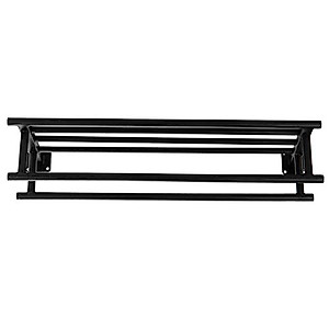 Mind Reader Alloy Collection, Wall-Mount Towel Rack with 2 Bars and Top Shelf, Drying Rack, Metal, Black