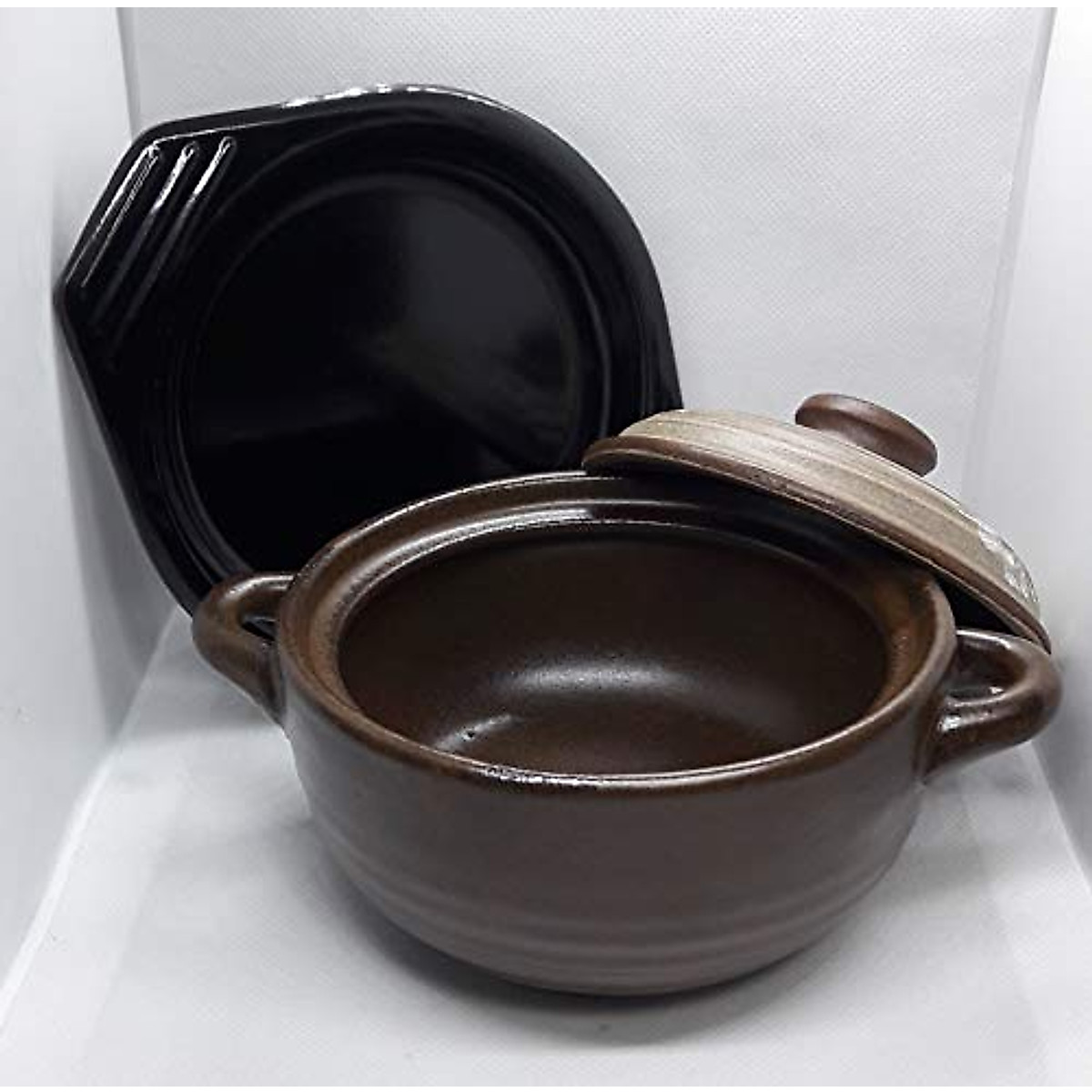 16.9ounce(500cc)Korean Traditional Ceramic Stone Bowl with Trivet for Dolsot Bibimbap Stew Soup