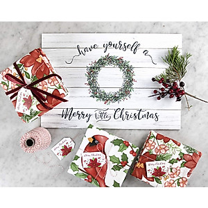 Ritz Dual Print Kitchen Towels, Watercolor Christmas Set, Great Christmas Gift, 100% Cotton, Highly Absorbent, Machine Washable, 4 Pack