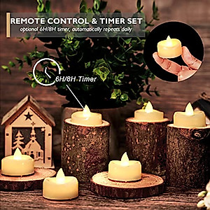 YOJACIKI Flameless Candles, 12 Pack Remote Control Tea Lights, Battery Candles Flickering, 6/8H Timer LED Tea Lights with Remote for Halloween Christmas Home Decor, Dia 1-1/2” X H 1-1/4”(Warm White)
