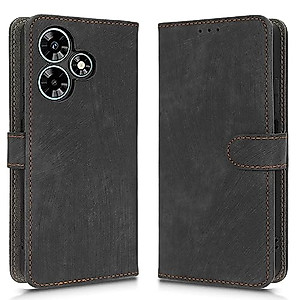 Case Compatible with Infinix Hot 30i,Leather Case with Card Slot.Wallet Design,RFID Protection.Standable Flip Case Black