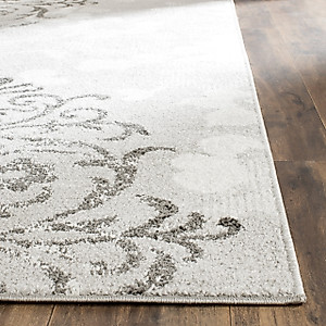 SAFAVIEH Adirondack Collection Accent Rug - 4' x 6', Silver & Ivory, Floral Glam Distressed Design, Non-Shedding & Easy Care, Ideal for High Traffic Areas in Foyer, Living Room, Bedroom (ADR114B)
