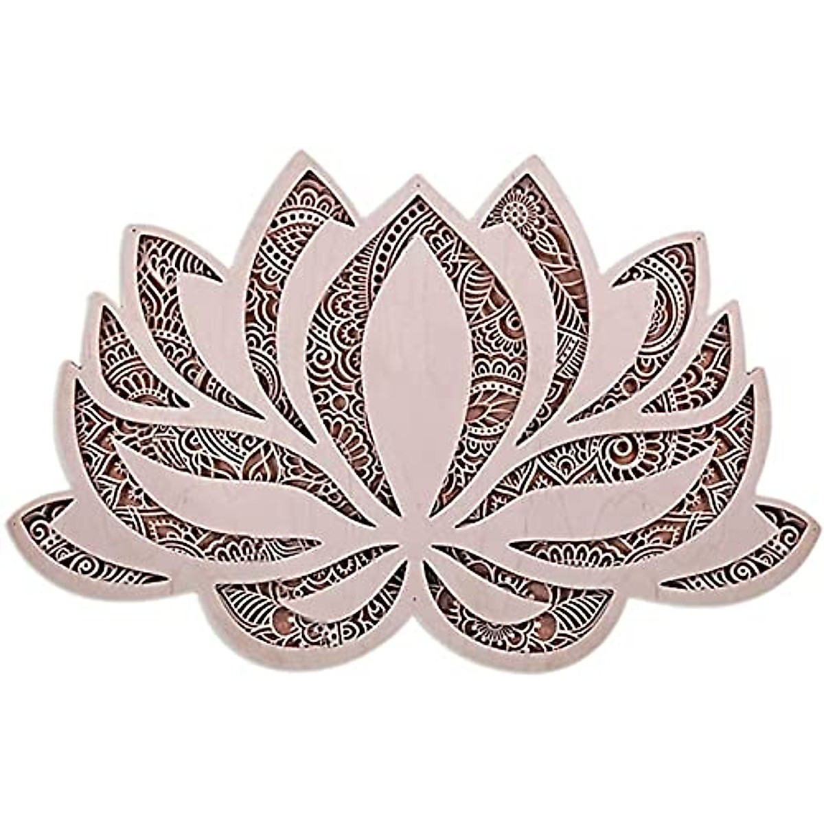 Mandala Yoga Room Night Light LED Multi-Layer Laser Cut Carved Light LED Elegant Wooden Mandala Hanging Light (Lotus)