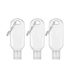 Set of 3 Portable Hot Sauce Keychain Bottles - Mini Ketchup Containers for On-The-Go - Refillable Travel Size Hot Sauce Keychain, 2oz/50ml Bottles