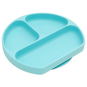 Bumkins Silicone Grip Dish, Suction Plate, Divided Plate, Baby Toddler Plate, BPA Free, Microwave Dishwasher Safe , Blue-GD, 1 Count