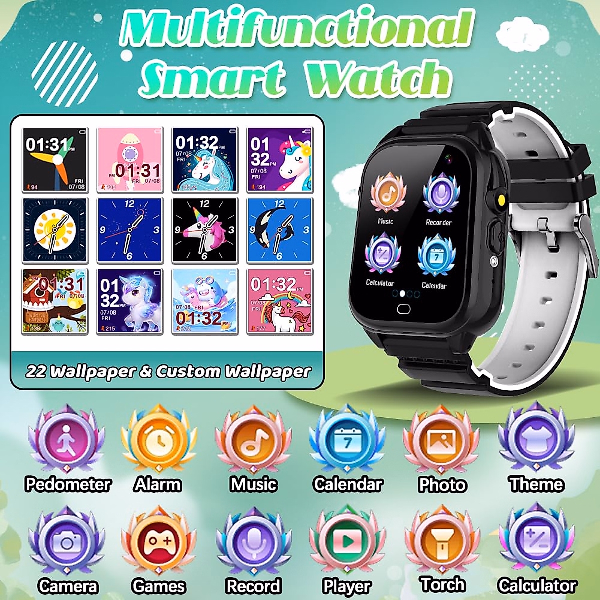Waterproof Smart Watch with Games HD Camera Music Player