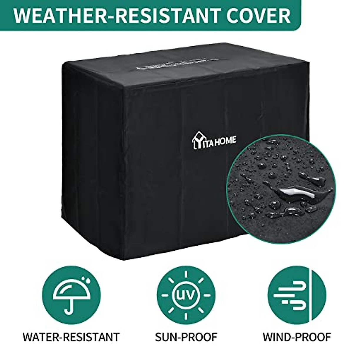 YITAHOME 32 Inch Propane Fire Pit Table, 40,000 BTU Gas Fire Pit with Ignition Systems, Ceramic Tabletop, Lava Rock, Cover, Lid Hanger, Square Outdoor Firetable for Patio Garden Backyard (Black)