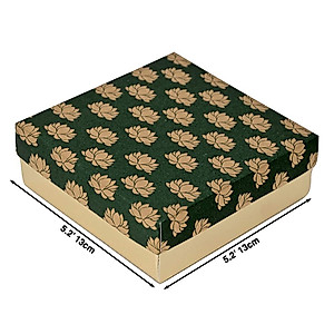 Lotus Printed Colorful Sweet Boxes for Indian Sweets, Cookies, Goodies, Mithai, Candy, Gift Boxes with Lids Bulk, Handmade Bulk Mithai Box, Favor Boxes for Wedding, 2.95x5.51 Inch (Pack of 4)