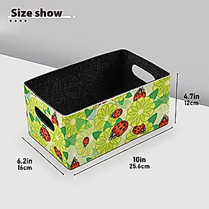 Ladybird Beetles Pattern Storage Basket Felt Storage Bin Collapsible Storage Box Cloth Baskets Containers Organizer for Kids Bedroom Magazine