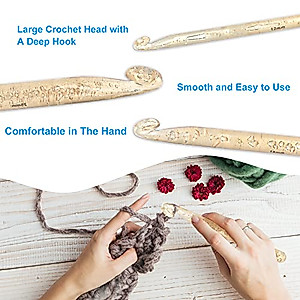 Vodiye 32 Pcs Crochet Hooks Set, Ergonomic 12mm-25mm Large Crochet Hooks for Chunky Yarn, Professional Huge Crochet Needles and Accessories for DIY Crafts, Carpets, Scarves