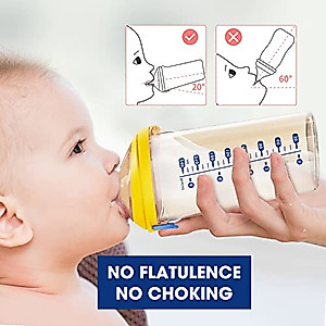 NICE PAPA Baby Bottle, Anti-Colic PPSU Baby Bottle, Flip Cap Baby Bottle Wide Neck BPA Free Baby, Medium Flow (8 Ounce, Blue)