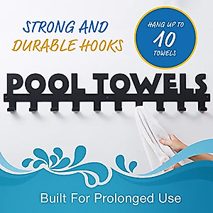 Star Splash Pool Towel Rack – Outdoor Towel Rack Holder & Swimming Pool Accessories, Pool Towel Hanger, Towel Drying Rack Pool Decor, Rust Proof Pool Signs and Decor Outdoor & Inside with 10 Hooks