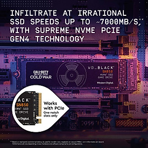 WD_BLACK 1TB SN850 Game Drive Call of Duty Special Edition: Black Ops Cold War, Internal NVMe M.2 PCIe Gen4 SSD - WDBB2F0010BNC-WRSN