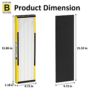 2 Pack FLT4825 True HEPA Filter B Replacement with 6 Activated Carbon Pre-Filters Compatible with Guardian AC4825 AC4300 AC4800 AC4900 AC4850 Air Purifier
