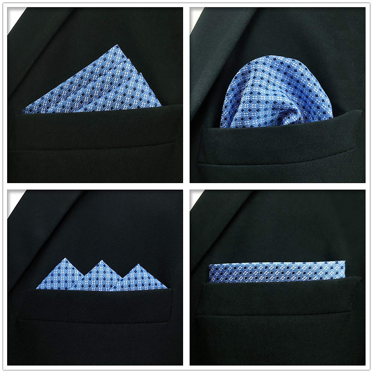 SHLAX&WING 5 Pieces Assorted Mens Silk Pocket Square Handkerchiefs Set Lot 30