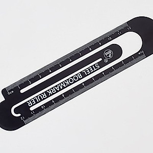 Wakaka 2 Pcs Multifunctional Metal Bookmark and 12cm Ruler,Classic Black and White,Make Your Reading and Working Easy.