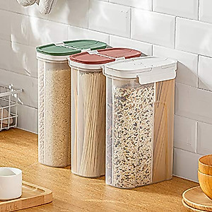 Poeland Storage Jars Canisters with Built-in partition / 4 compartments for Spaghetti Pasta Noodles Cereal - Peacock Green