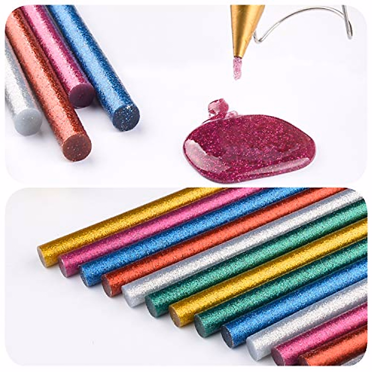 BATDIYOW Mini Glitter Glue Gun Sticks Colored 30 PCS 6 Colors 0.27 in x 4 in Compatible with Most Glue Guns