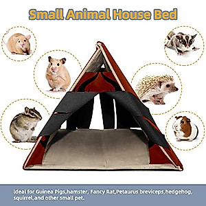 Y-DSIWX Guinea Pig House Bed, Rabbit Large Hideout, Small Animals Nest Hamster Cage Habitats Red Animal Tiger Face