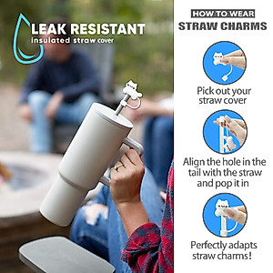 Stanley Straws Cover for Stanley Cup 40Oz - Reusable Silicone Cat Straw Topper for Stanley 30Oz，Cute Straw Cap Compatible Stanley ，Stanley Cup Accessories Cat Straw Cover (Cat)