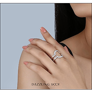 Dazzlingrock Collection 0.34 Carat (ctw) Round White Diamond Enhancer Double Guard Anniversary Wedding Wrap Band Ring 1/3 CT | 925 Sterling Silver, Size 6.5