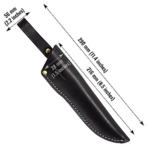 BPS Knives - Belt Knife Sheath - Black Leather Sheath for Mora Garberg - Sheath with Belt Loop for Vertical Carry of Fixed Blade Knife - Free Suspension Leather Case